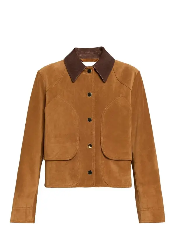 Veronica Beard Walters Cropped Suede Jacket - Whisky