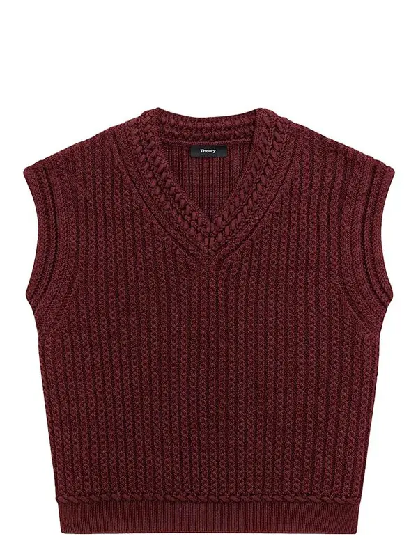 Theory Textured Knit Sweater Vest - Grenache