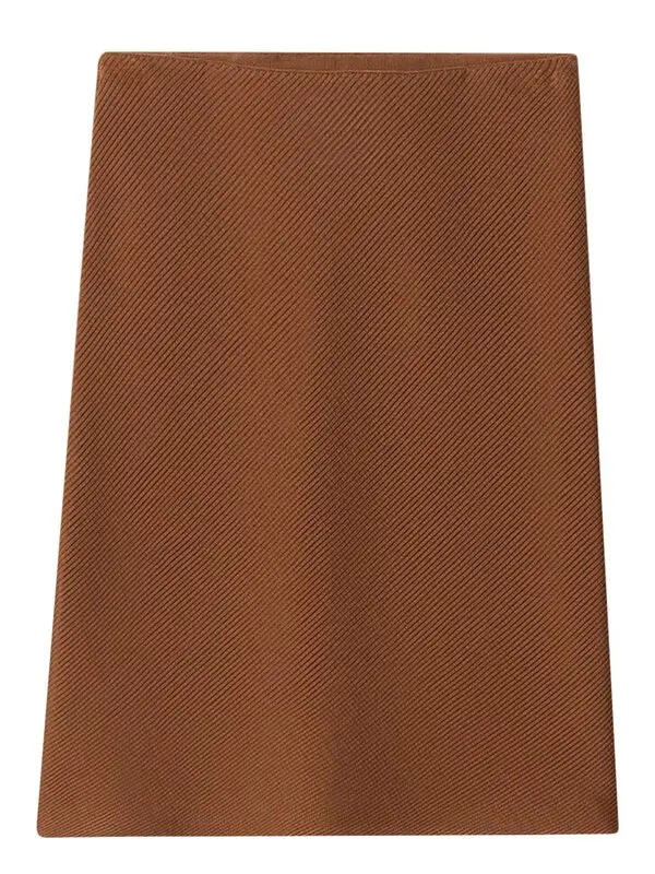 Miu Miu Diagonal Rib Silk Skirt - Rame