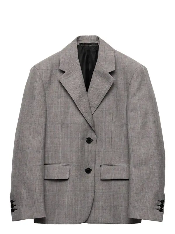 Prada Grisaglia Checked Single-breasted Blazer - Grigio