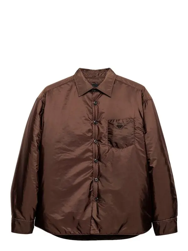 Prada Re-nylon Padded Button-down Shirt - Cacao