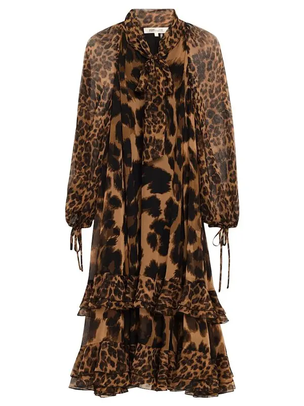 Diane Von Furstenberg Nadine Leopard-print Midi Dress - Snow Leopard Big Tobacco
