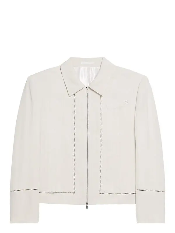 Helmut Lang Ladder-stitch Border Zip Jacket - White