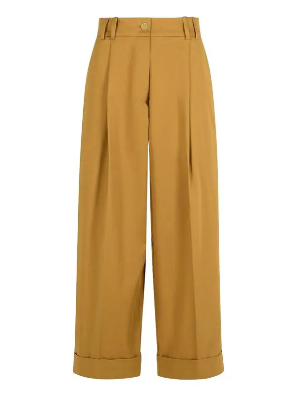 P.a.r.o.s.h Cotton Wide Leg Trousers - Beige