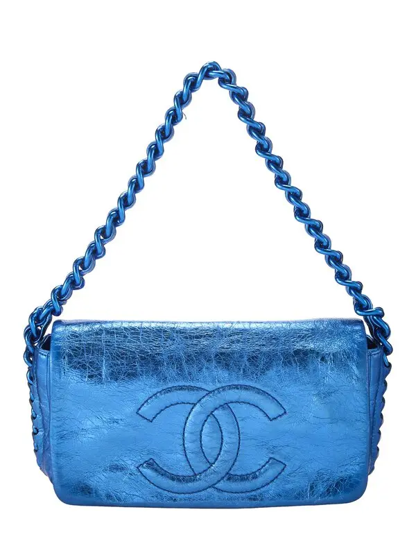 Chanel Metallic Calfskin Modern Full Flap Small - Blue