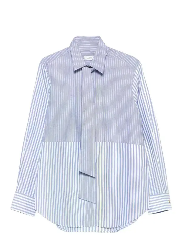 Sandro Striped Tie-neck Shirt - Blue