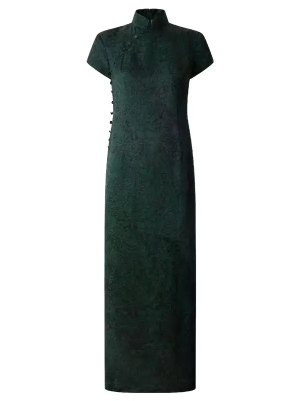 Shanghai Tang Jacquard-pattern Maxi Dress - Green