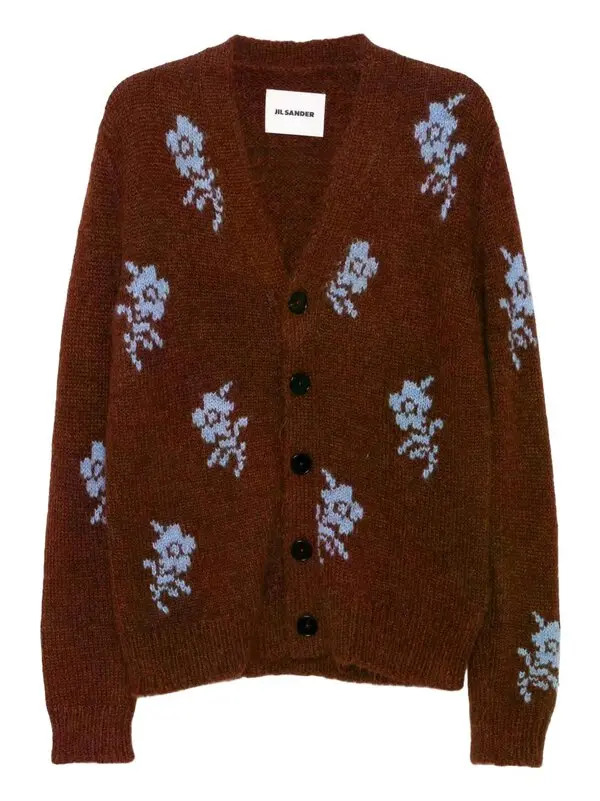 JIL SANDER Floral-print Cardigan - Brown