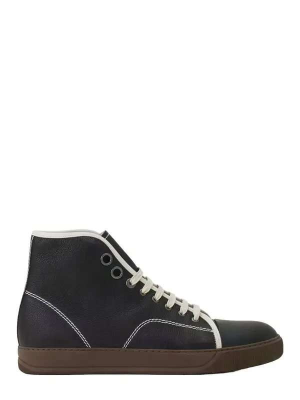 LANVIN Leather Lace-up Sneakers - Black
