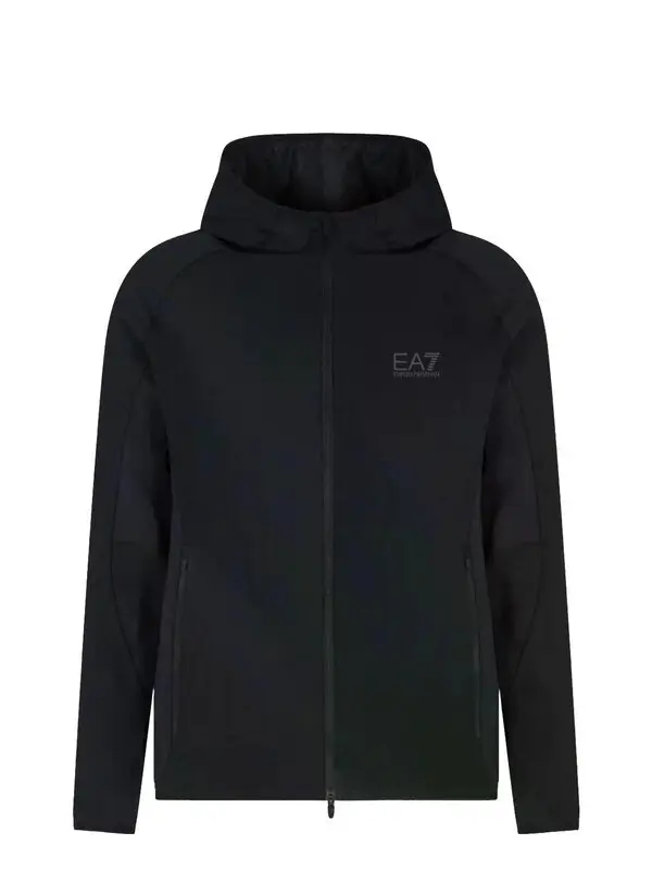 Emporio Armani Logo-print Zip-up Hoodie - Black