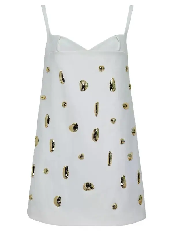 ALEXIA Gold-embellished Shift Dress - White
