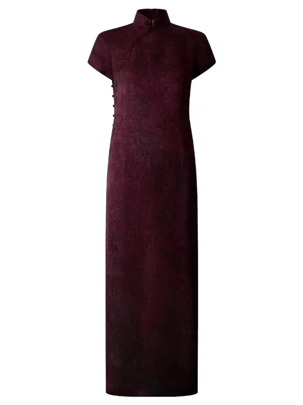 Shanghai Tang Short-sleeved Maxi Dress - Purple