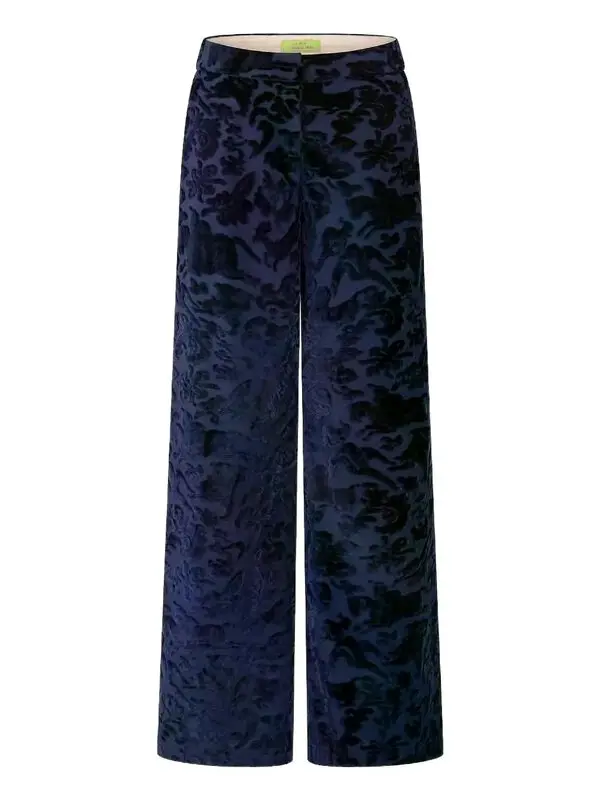 Shanghai Tang Jacquard Velvet Trousers - Navy