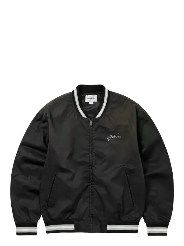 THISISNEVERTHAT Embroidered Ribbed-trim Bomber Jacket - Black