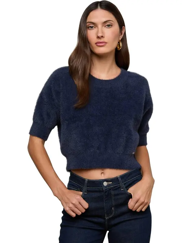 L'Agence Guinevere Cropped Sweater - Midnight