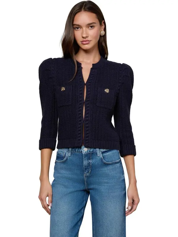 L'Agence Delli Cropped Cardigan - Midnight