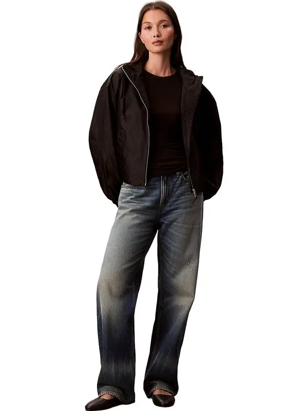 Calvin Klein Emblem Logo Jacquard Wind Jacket - Black