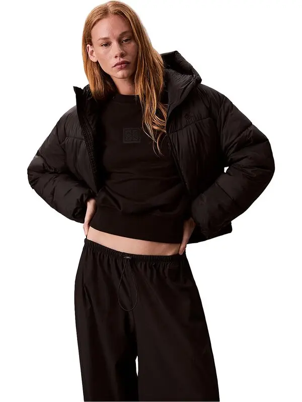 Calvin Klein Short Hooded Puffer Jacket - Black