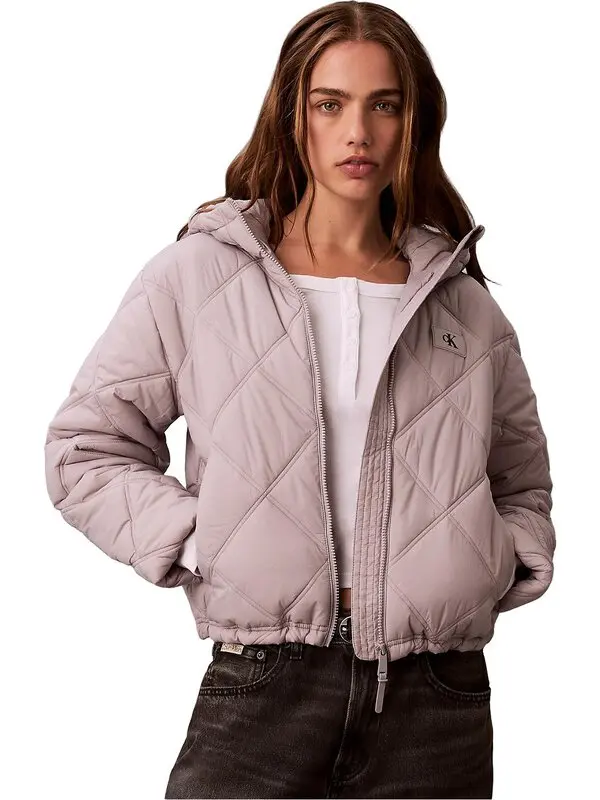 Calvin Klein Short Hooded Puffer Jacket - Flat Gray