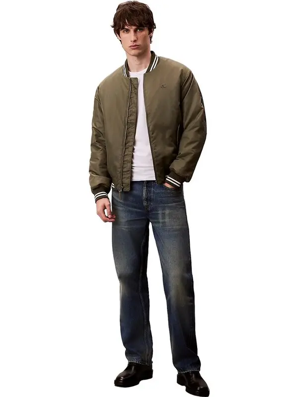 Calvin Klein Nylon Tipped Bomber Jacket - Dusty Olive