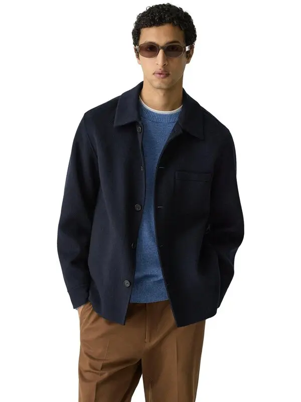 Theory Overshirt In Double-face Wool-cashmere - Baltic