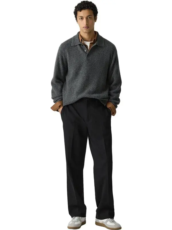 Theory Straight Pant In Knit Twill - Black