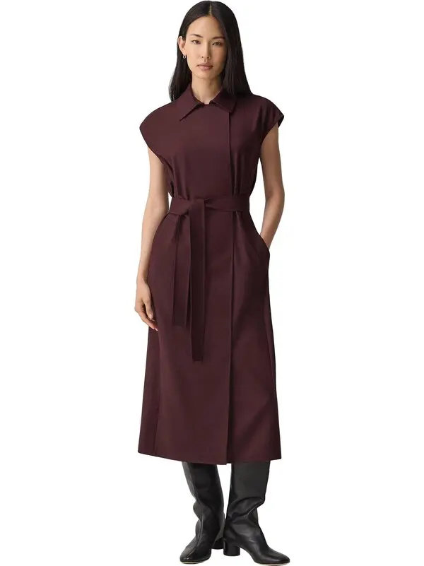 Theory Double-breasted Belted Flannel Dress - Merlot
