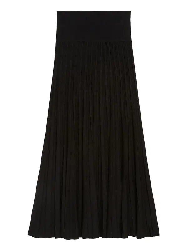 Isabel Marant Ezra Pleated Crepe Knit Skirt - Black