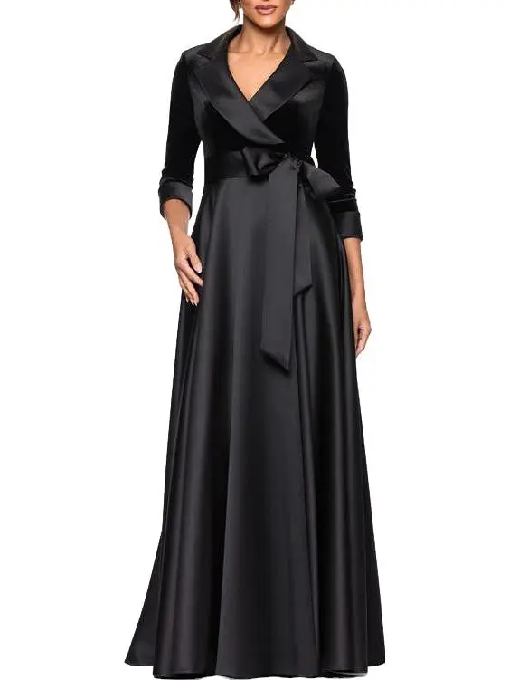XSCAPE EVENINGS Velvet & Satin Ballgown - Black