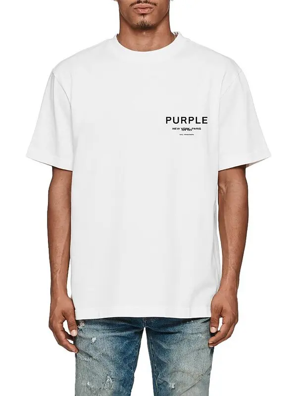 PURPLE BRAND Jersey Graphic Logo Tee - White