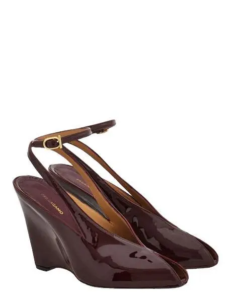 FERRAGAMO Arcadia Ankle Strap Wedge Pump - Plum Biscotto Plum