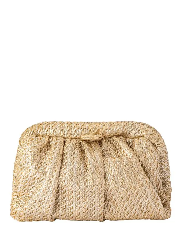OLGA BERG Stevie Pleated Woven Clutch - Gold