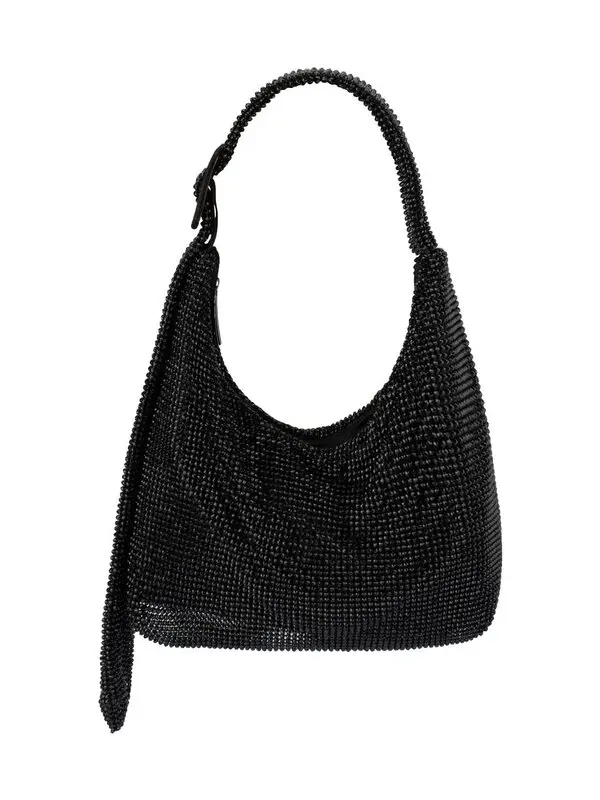 OLGA BERG Calypso Crystal Mesh Shoulder Bag - Black
