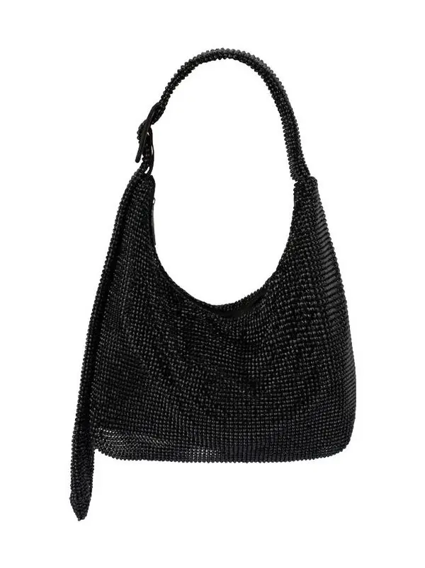 OLGA BERG Calypso Crystal Mesh Shoulder Bag - Black