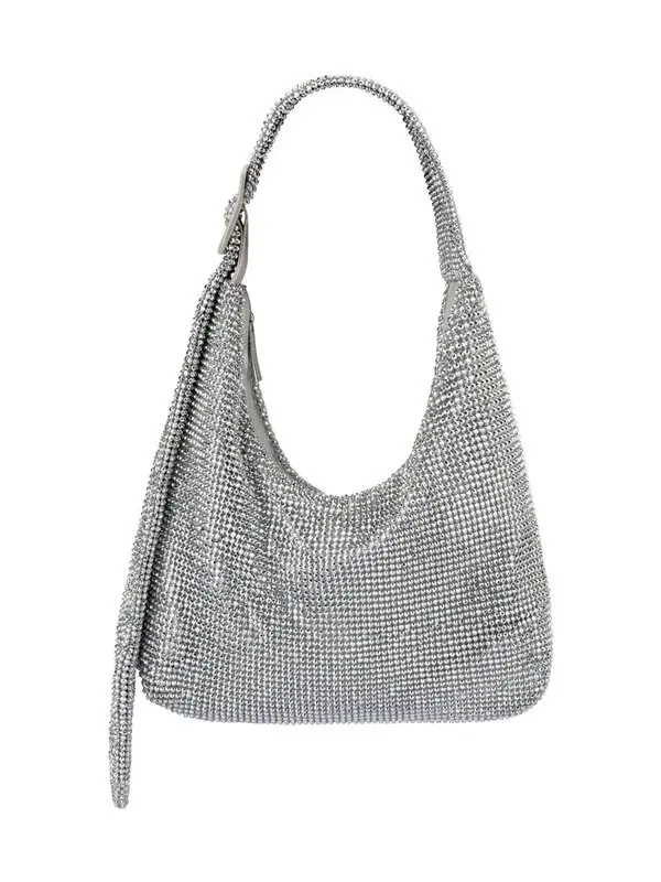 OLGA BERG Calypso Crystal Mesh Shoulder Bag - Silver