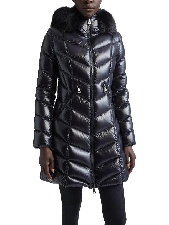 Moncler Fulmarus Hooded Down Puffer Jacket With Faux Fur Trim - Black