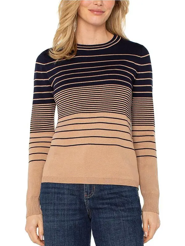 LIVERPOOL Striped Colorblocked Sweater - Navy/ Tan