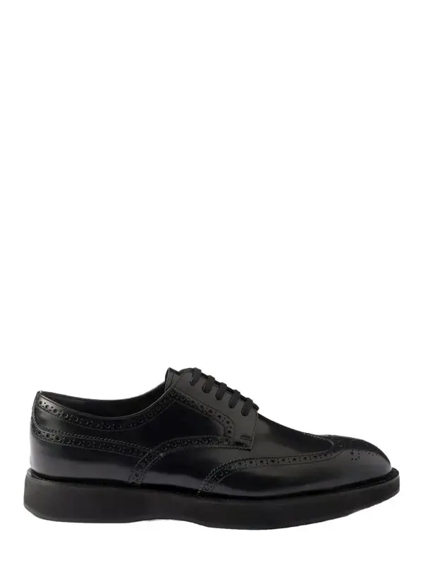 Prada Leather Derby Shoes - Black