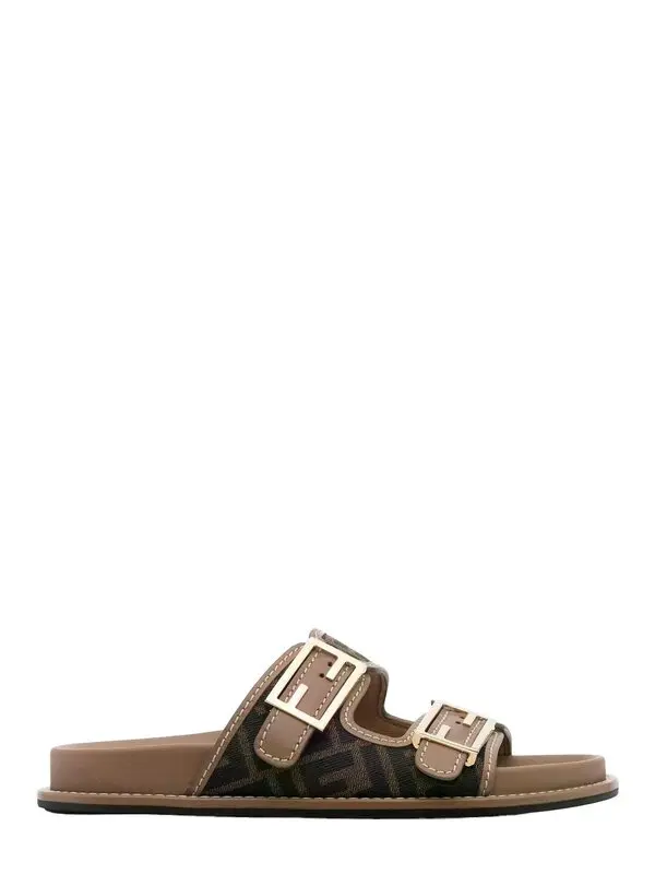 Fendi Logo-print Leather Sandals - Green