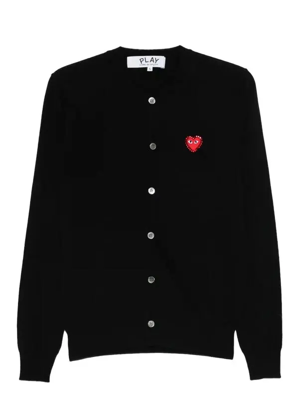 Play Comme Des Garcon Heart Logo Cardigan - Black