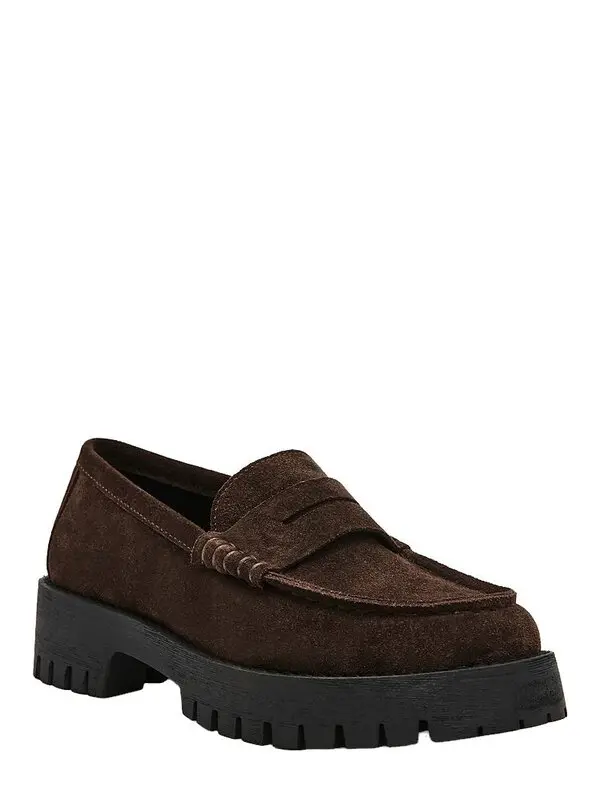 Steve Madden Langsten Loafer Flats - Brown Suede