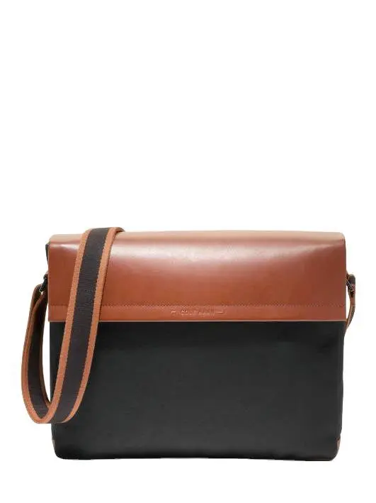 Cole Haan Judson Brushed Twill Messenger Bag - Black/new Britsh Tan