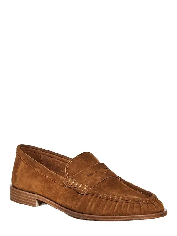 Aqua Hanah Loafer Flats - Chestnut Suede