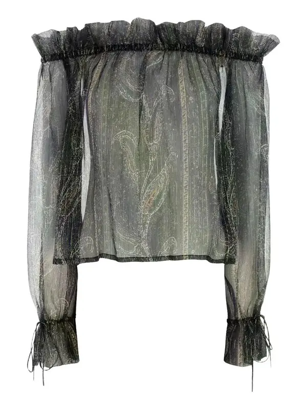 Saint Laurent Printed Crepe Blouse - Black