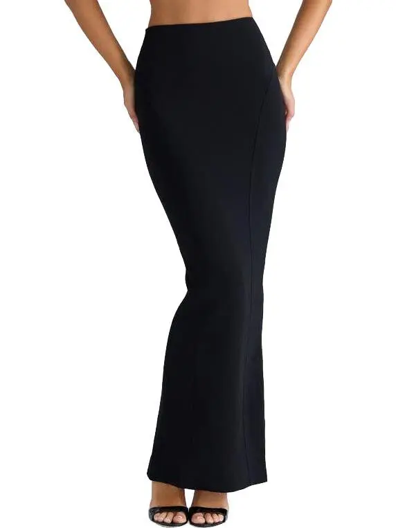 House Of Cb Panelled Stretch Midi Skirt - Black