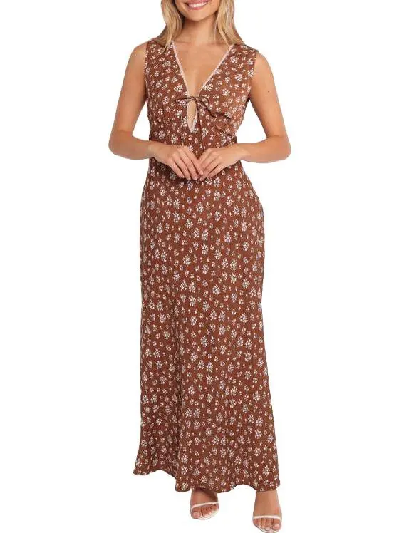 PETAL & PUP Floral Print Maxi Dress - Brown Ditsy Floral