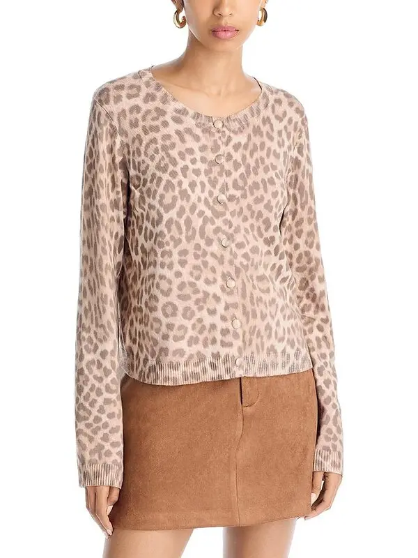 Aqua Leopard Print Button-down Cardigan - Brown Multi