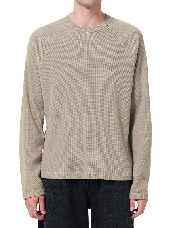 AGOLDE Payson Long Sleeve Waffle Knit Tee - Wicker