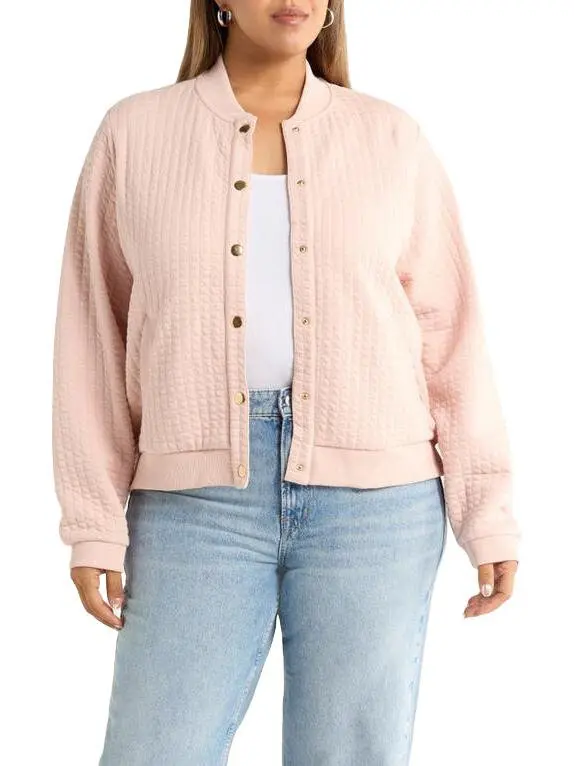 Caslon Quilted Cotton Bomber Jacket - Pink Smoke