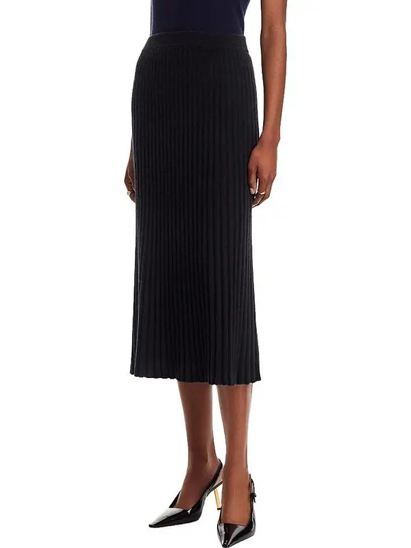 Bloomingdale'S Cashmere Ribbed Midi Skirt - Black